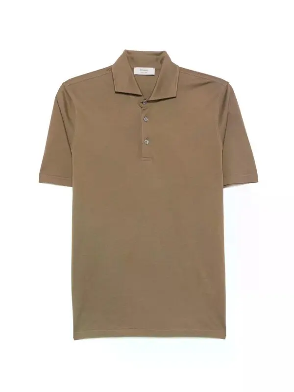 FERRANTE Piqué Polo Shirt - Brown