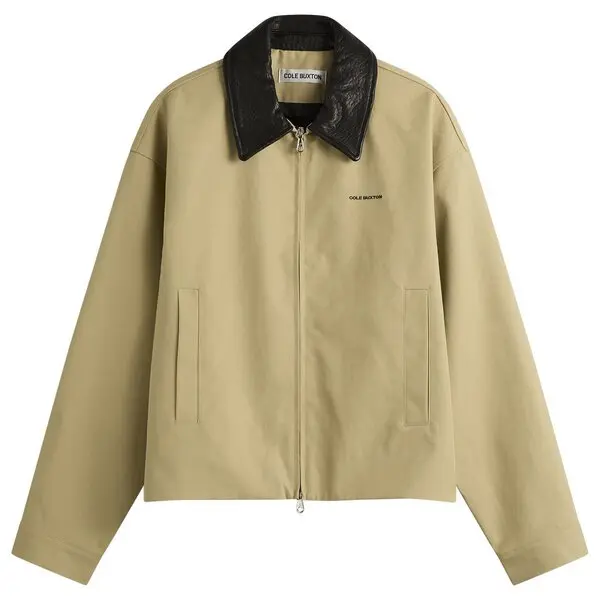 COLE BUXTON Leather Collar Cottom Overshirt