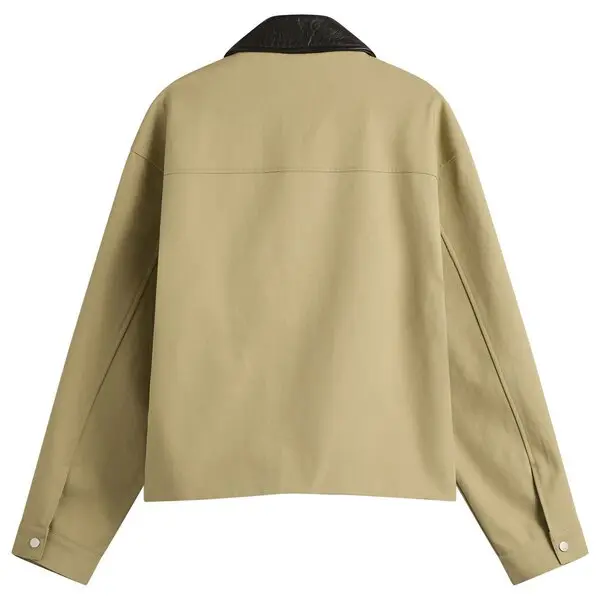 COLE BUXTON Leather Collar Cottom Overshirt