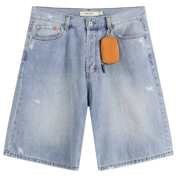 BRAM'S FRUIT Relaxed Fit Distressed Denim Shorts - Washed Indigo