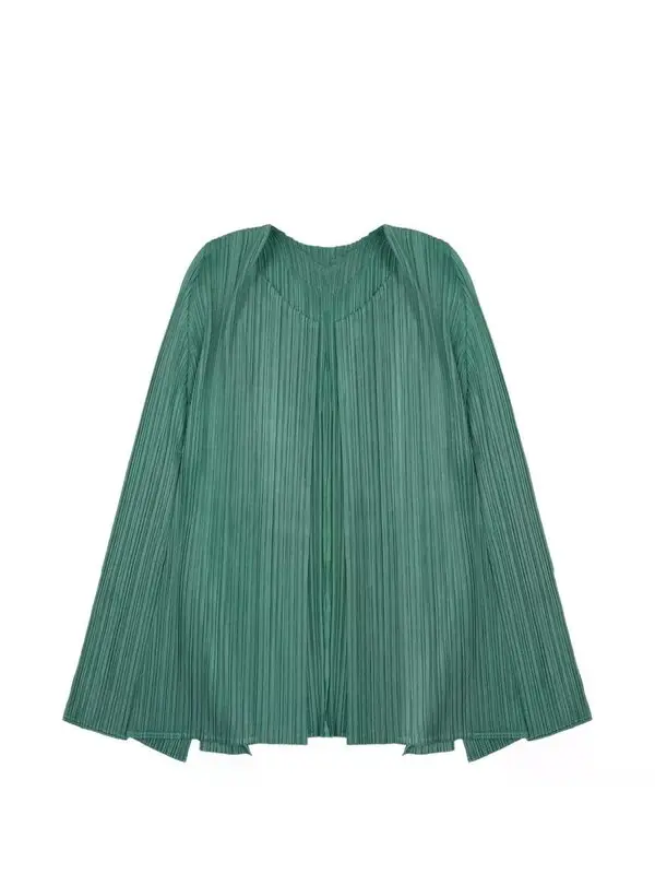 Issey Miyake Pleated Round Neck Sweater - Green