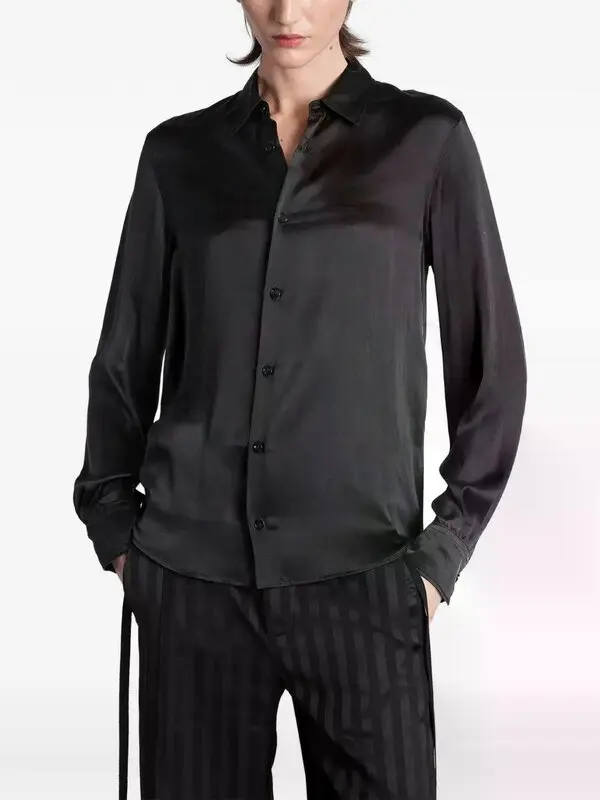 ANN DEMEULEMEESTER Satin Lace-up Shirt - Black