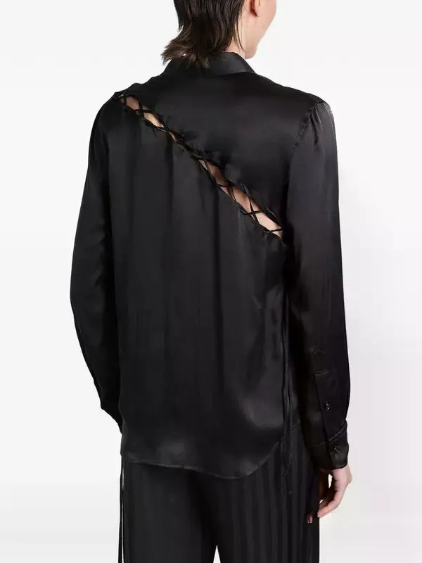 ANN DEMEULEMEESTER Satin Lace-up Shirt
