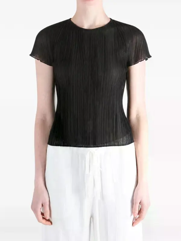 AMOMENTO Pleated Raglan-sleeve T-shirt - Black