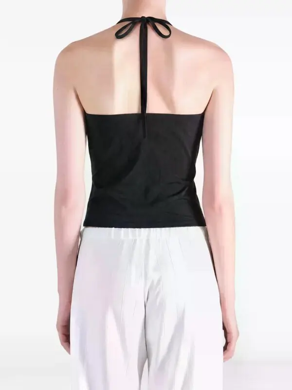 AMOMENTO Cowl Neck Halter Top