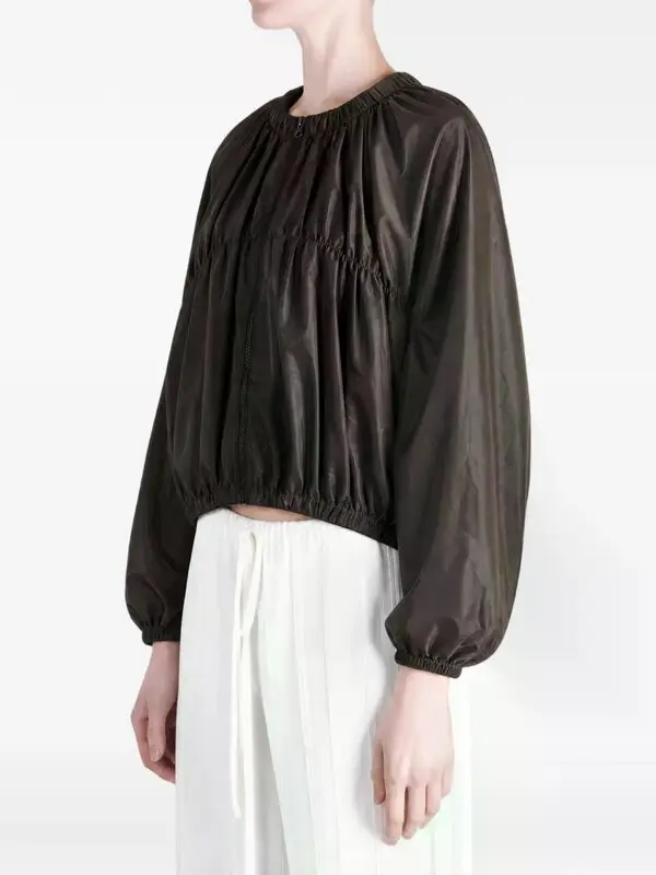AMOMENTO Gathered Detail Zip-up Jacket