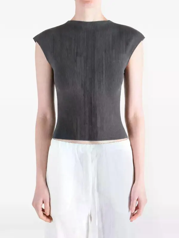 AMOMENTO Ribbed Knit Cap Sleeve Top