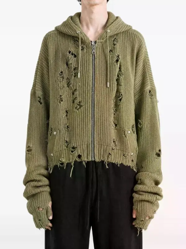 THUG CLUB Distressed Zip-up Hoodie