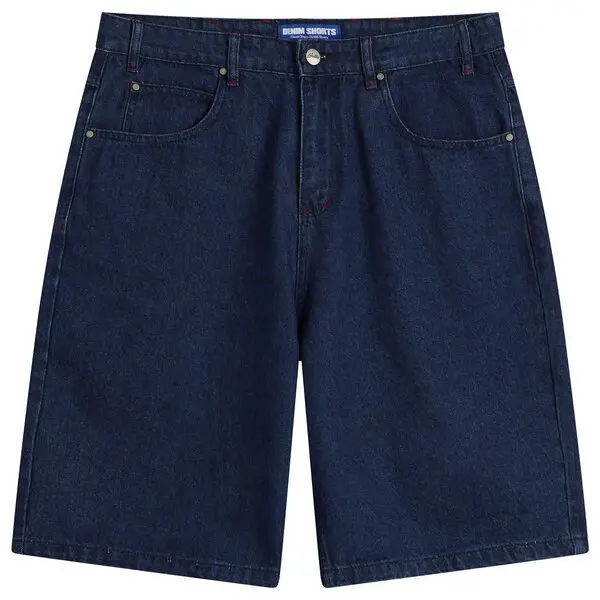 BUTTER GOODS Drummer Baggy Denim Shorts - Raw Dark Indigo
