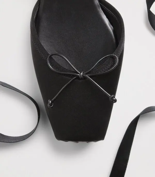 CHRISTIAN LOUBOUTIN Cassia Lace-up Satin Ballet Flats - Black