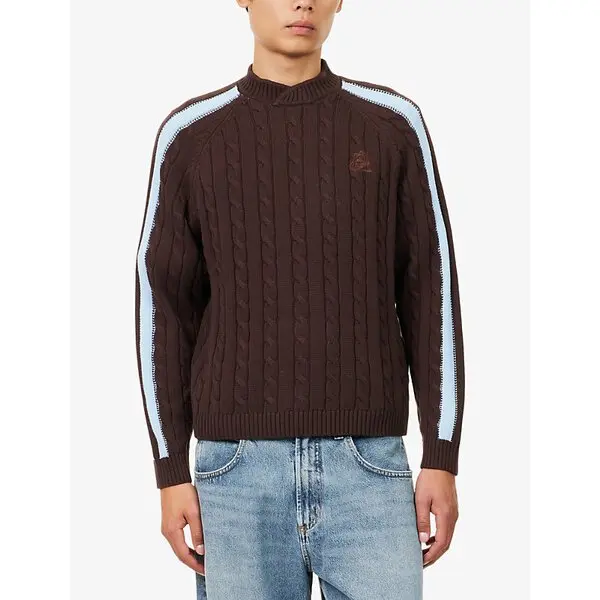 PELLADOR Stand-collar Cable-knit Cotton Jumper