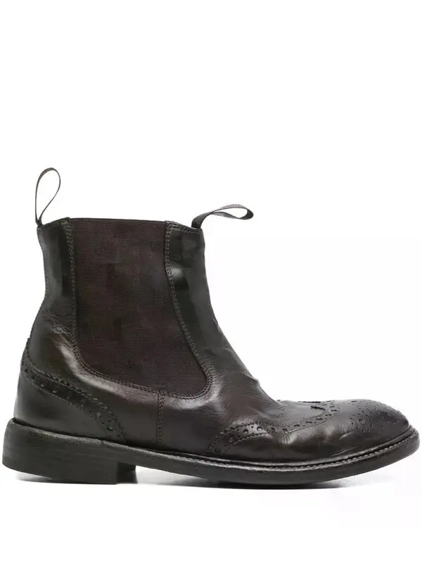 Moma Brogue Detail Chelsea Boots - Brown