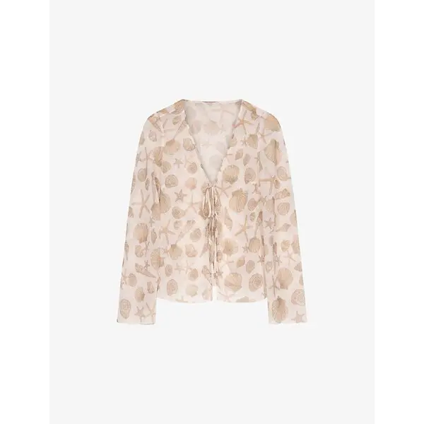 OMNES Marla Shell-print Sheer-chiffon Top