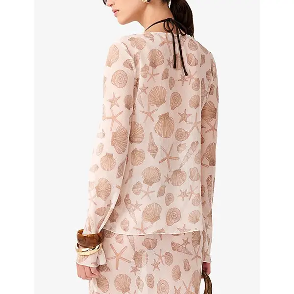 OMNES Marla Shell-print Sheer-chiffon Top