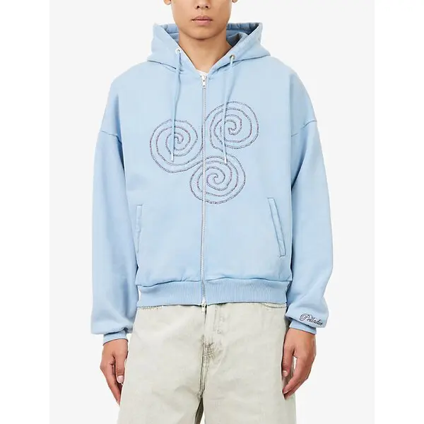 PELLADOR Triskle Embroidered Cotton Hoodie