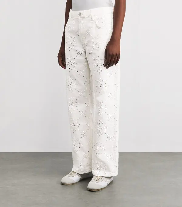 Citizens Of Humanity Eyelet Lindz Easy Straight Jeans - White