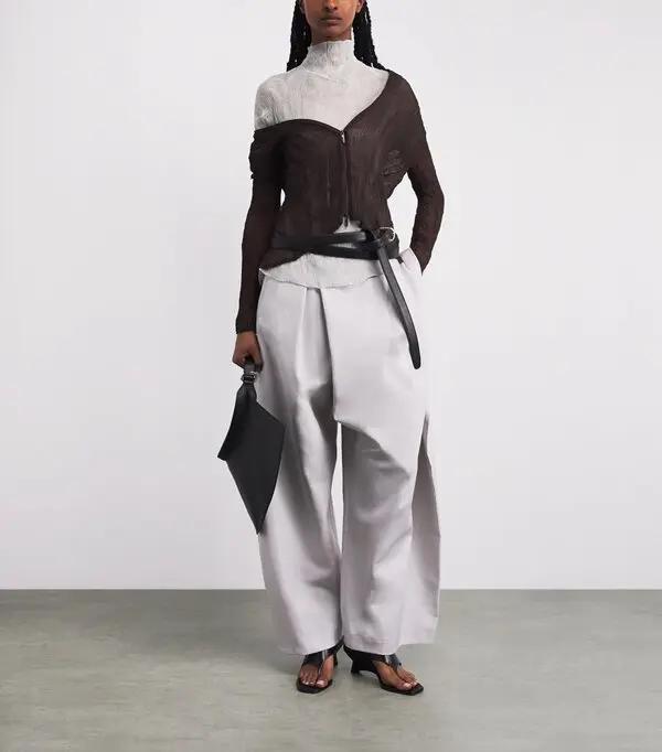 Issey Miyake High-neck Twisted Pleat Top - Grey