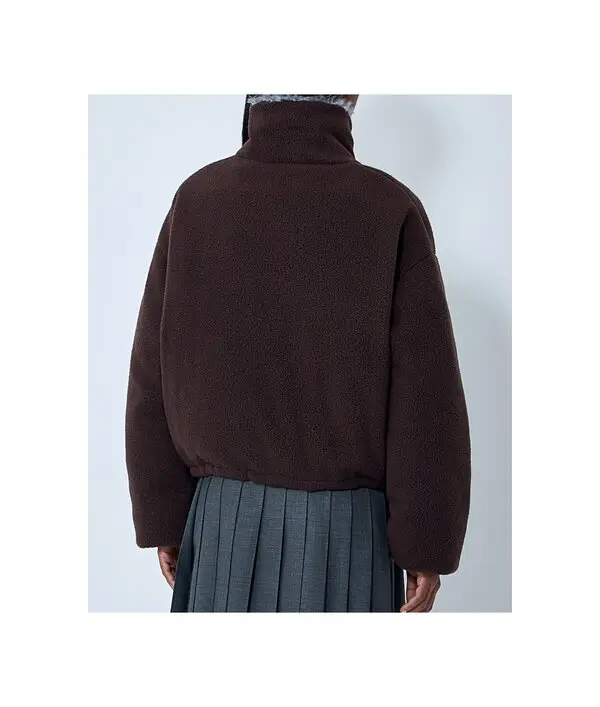 Miu Miu Fleece Down Jacket With Fur Collar - Black