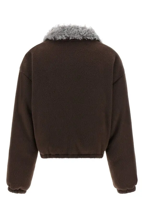 Miu Miu Fleece Down Jacket With Fur Collar - No
