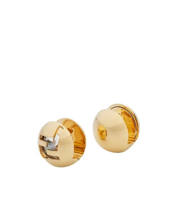 Fendi Gold-color Sphera Motif Earrings With Crystal - Golden