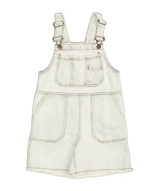 American Vintage Bleached Denim Short Dungarees - White