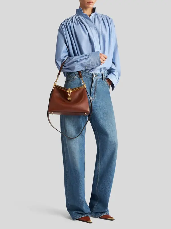 Etro High-waisted Wide-leg Jeans With Pegaso Embroidery