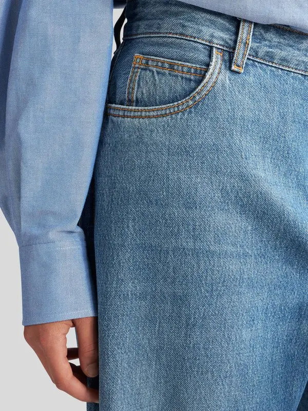Etro High-waisted Wide-leg Jeans With Pegaso Embroidery