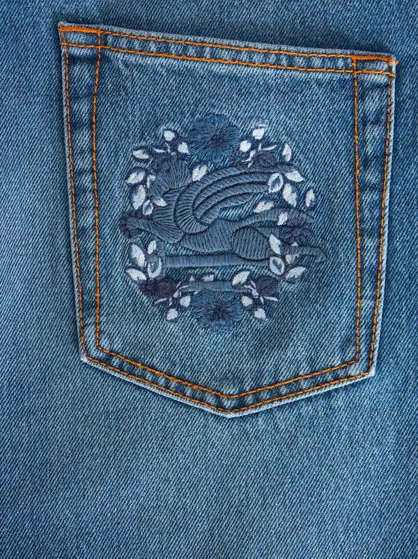 Etro High-waisted Wide-leg Jeans With Pegaso Embroidery