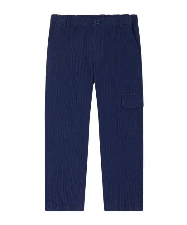 Bonpoint Francis Cargo Trousers In Organic Cotton Seersucker