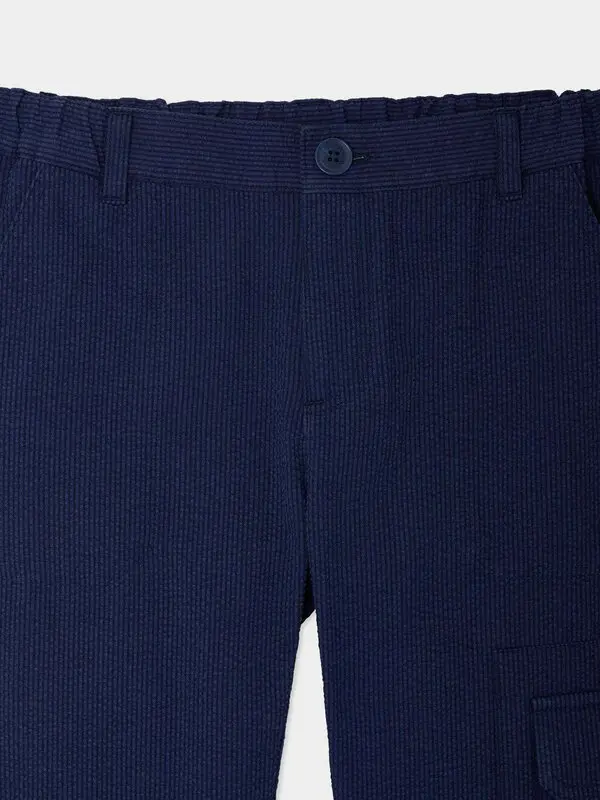 Bonpoint Francis Cargo Trousers In Organic Cotton Seersucker