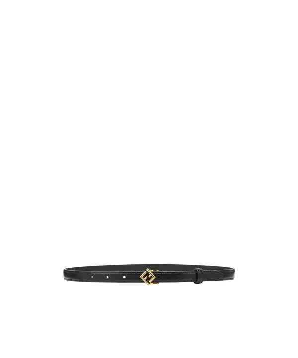 Fendi Logo Plaque Buckled Skinny Belt - Black