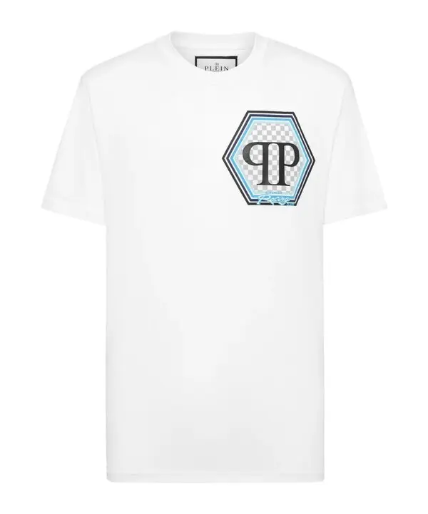 Philipp Plein Round Neck Ss Hexagon Jersey T-shirt - White