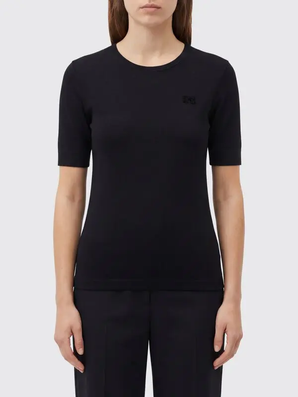 GANNI Logo Embroidery T-shirt - Black