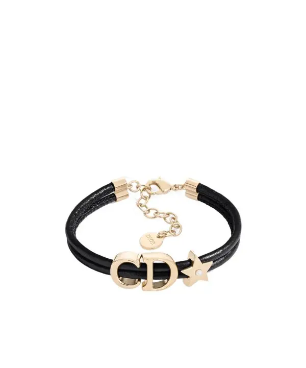 Dior Cd Star Leather Bracelet - Black