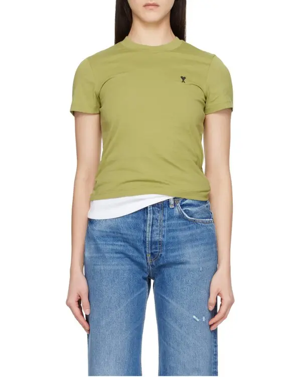 AMI Paris De Coeur Crewneck T-shirt - Matcha