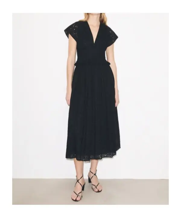 Tory Burch Eyelet Cotton V-neck Midi Dress