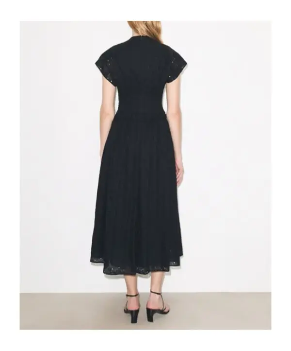 Tory Burch Eyelet Cotton V-neck Midi Dress