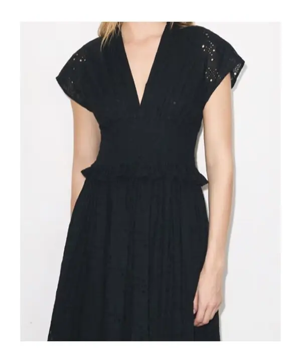 Tory Burch Eyelet Cotton V-neck Midi Dress