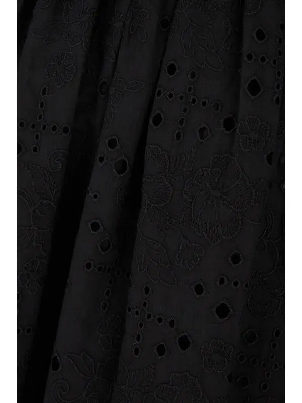 Tory Burch Eyelet Cotton V-neck Midi Dress - Black