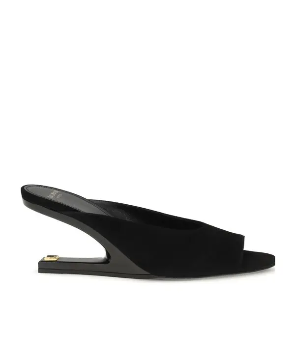 Balmain Open-toe Wedge Heeled Sandals - Black