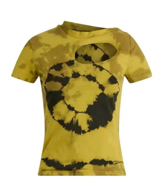 Ottolinger Tie-dye Crew Neck T-shirt With Cutout Detail - Brown