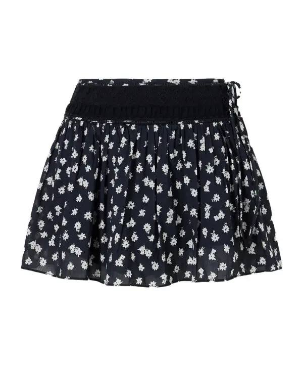 Posse Floral Lace-trimmed Midi Skirt - Black