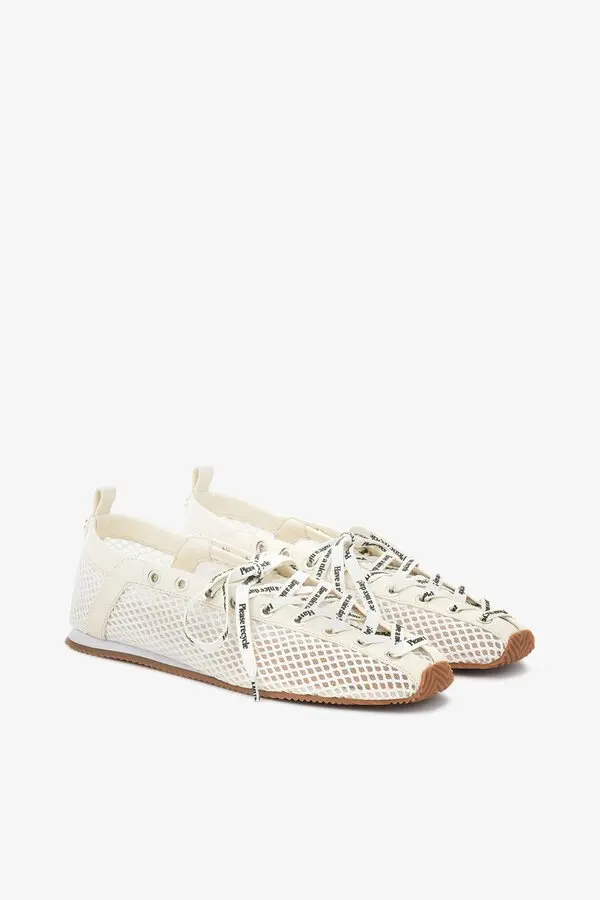 GANNI Sporty Ballerina In White Mesh - Egret