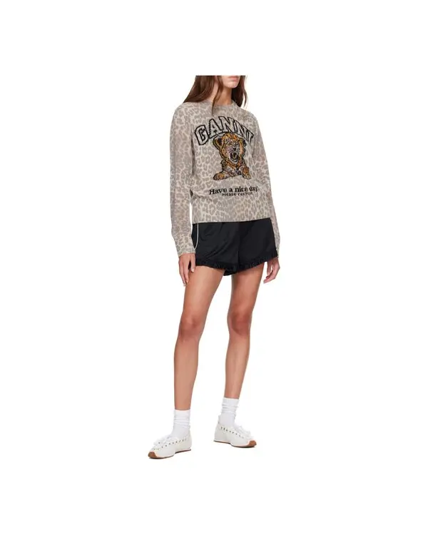 GANNI Sporty Ballerina In White Mesh - Egret