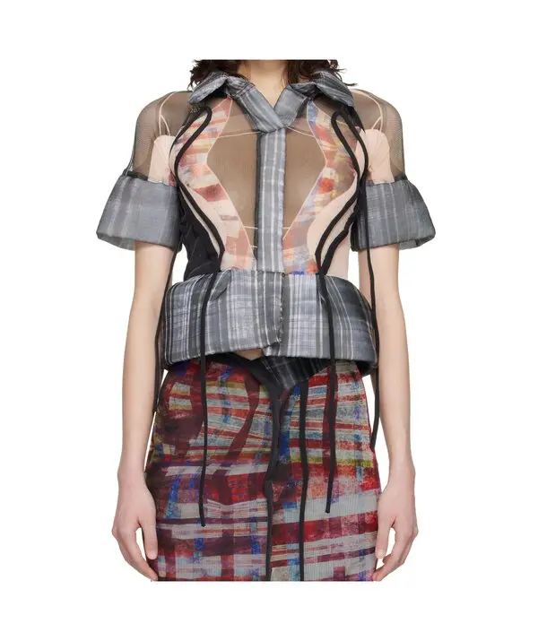 Ottolinger Gray Mesh Padded Blouse
