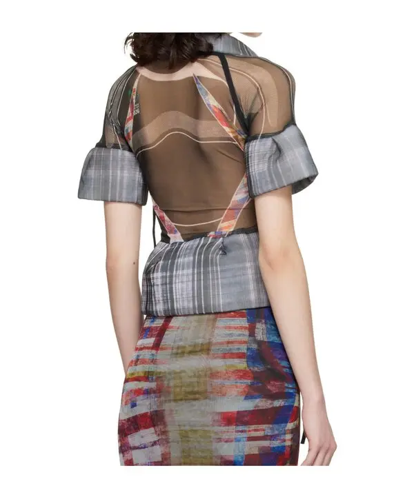 Ottolinger Gray Mesh Padded Blouse