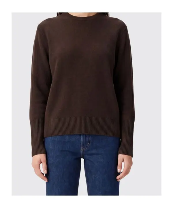 THE ROW Odelle Baby Cashmere Crewneck Sweater - Chestnut Brown