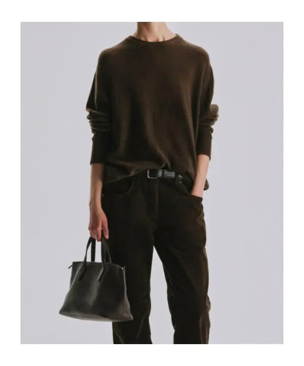 THE ROW Odelle Baby Cashmere Crewneck Sweater - Chestnut Brown