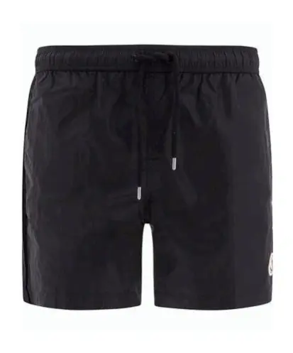 Moncler Elastic Waist Swim Trunks With Drawstring Detail - Navy Blue