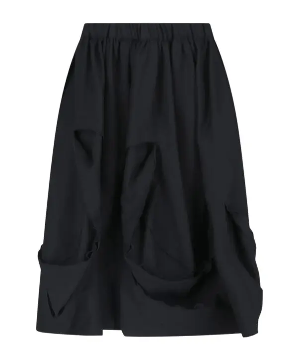 Comme Des Garçons Elastic Waist Midi Skirt With Pleated Details - No